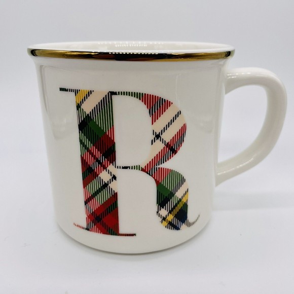 Pottery Barn | Dining | Pottery Barn Plaid Letter R Initial Monogram ...